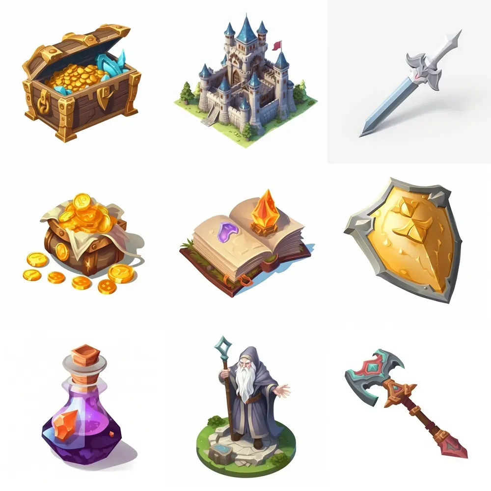 Sets Of Objects For RPG Games Midjourney Prompt | PromptBase