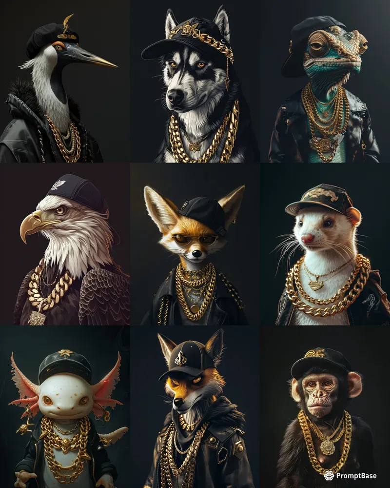 Exclusive Animal Rapper Golden Grooves Midjourney Prompt | PromptBase