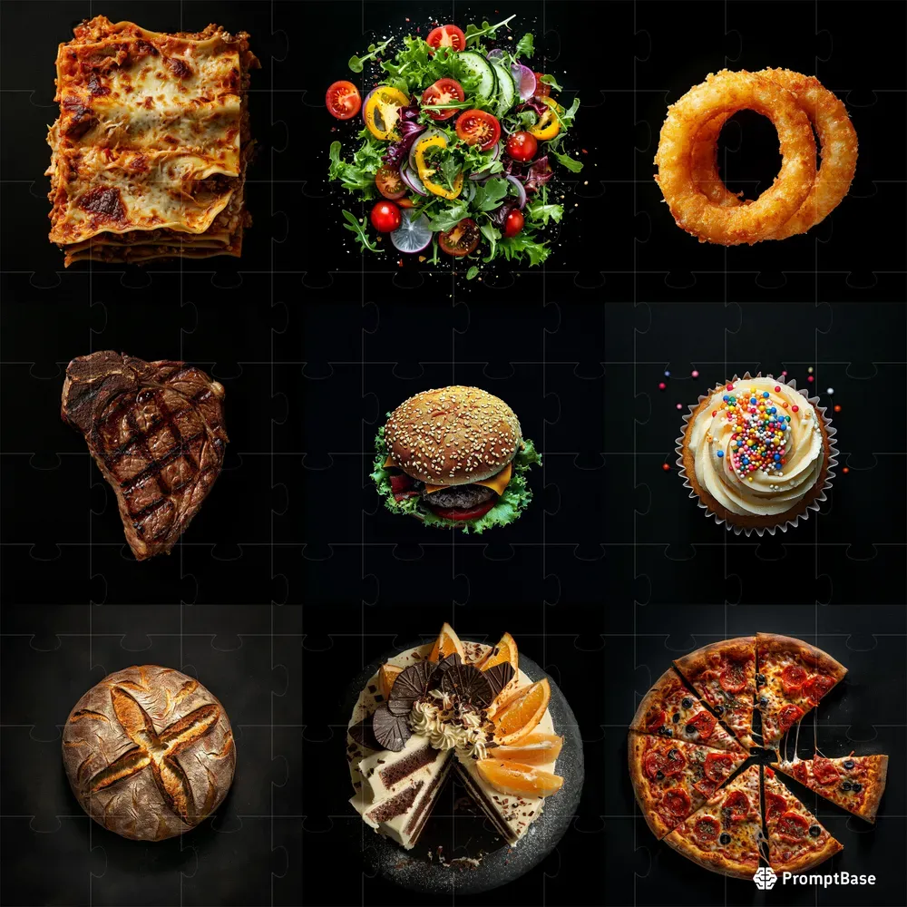 Top View Luxus Food Photographs Midjourney Prompt | PromptBase