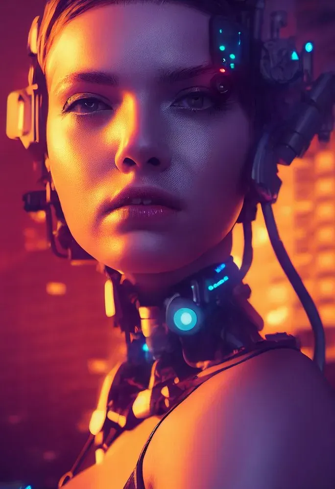 Cyberpunk Half Cyborg Beauties Midjourney Prompt | PromptBase