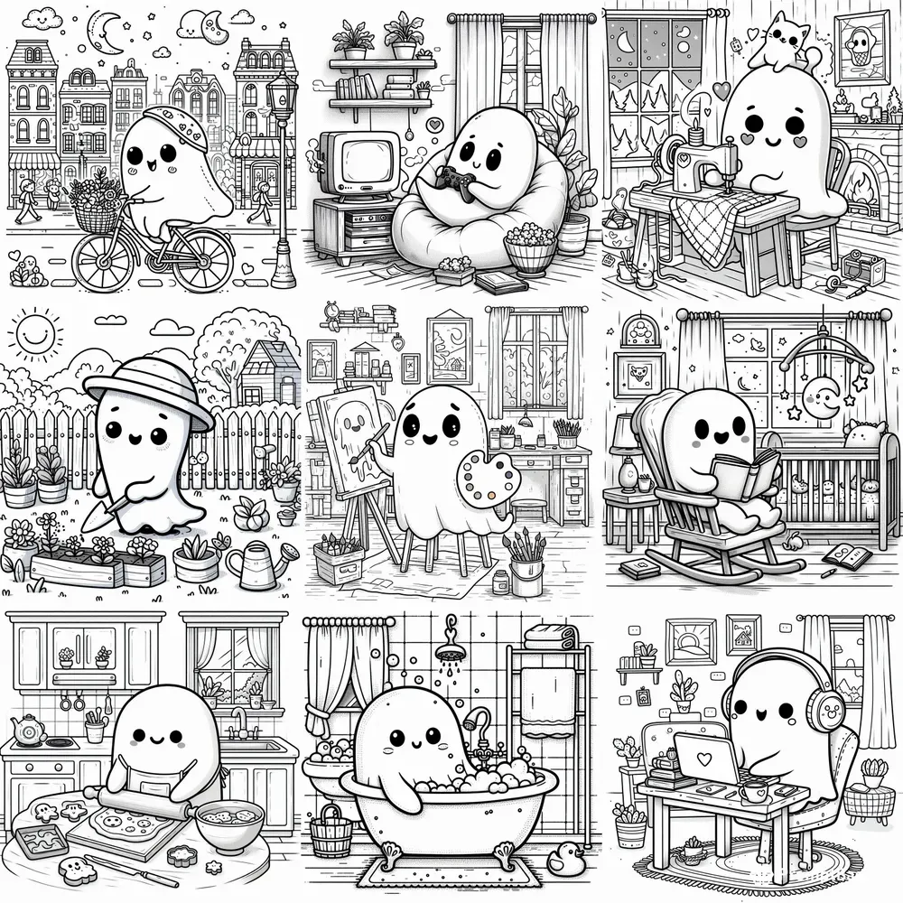 Spooky Cutie Coloring Book Pages DALL·E Prompt | PromptBase
