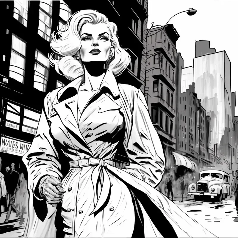 Film Noir Comic Book Drawings Midjourney Prompt | PromptBase