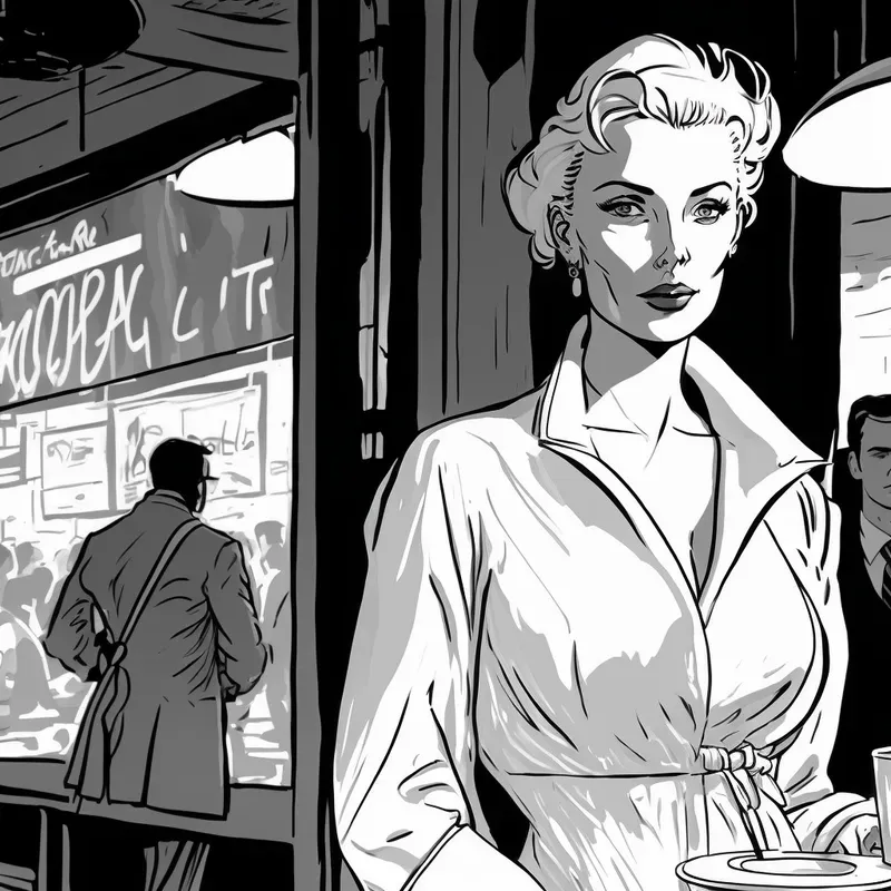 Film Noir Comic Book Drawings Midjourney Prompt | PromptBase