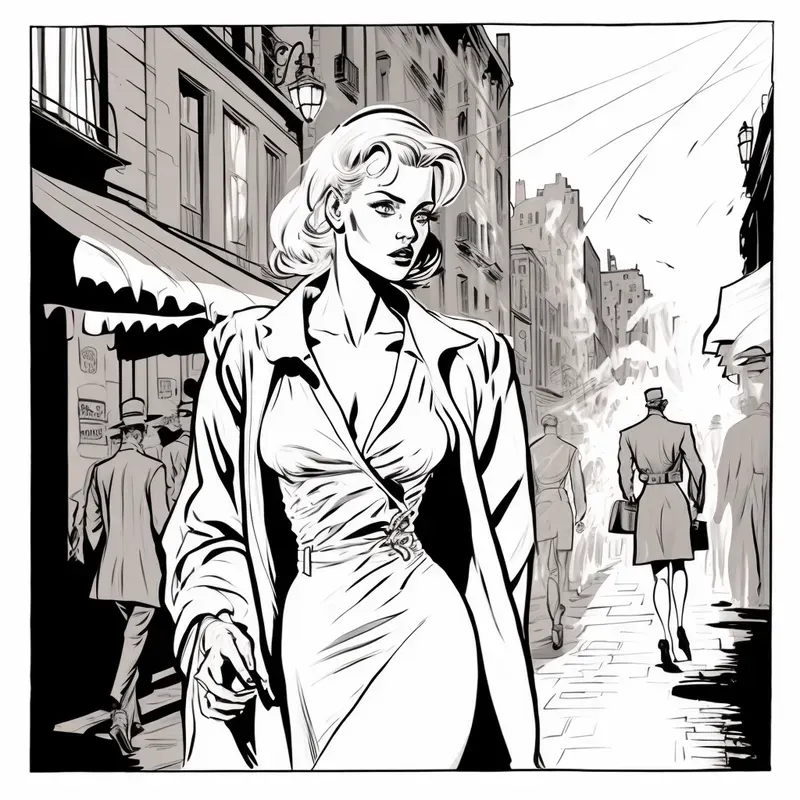 Film Noir Comic Book Drawings Midjourney Prompt | PromptBase