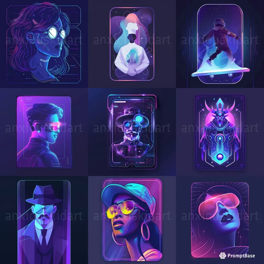 Futuristic Avatar Cards Midjourney Prompt | PromptBase