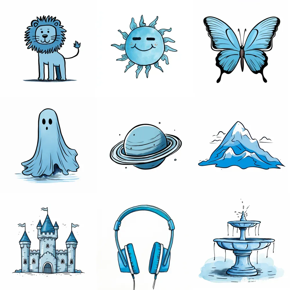 Blue Simple Drawings Midjourney Prompt | PromptBase