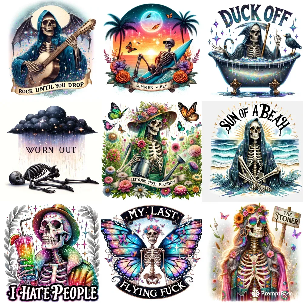 Humourous Skeleton Illustrations DALL·E Prompt | PromptBase