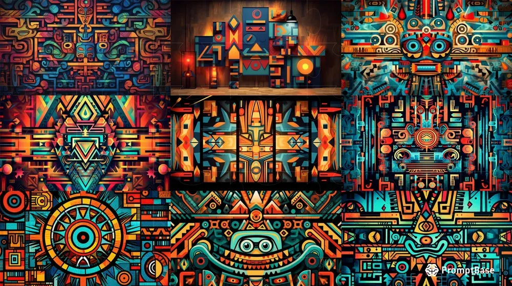 Aztec Abstract Art Midjourney Prompt | PromptBase