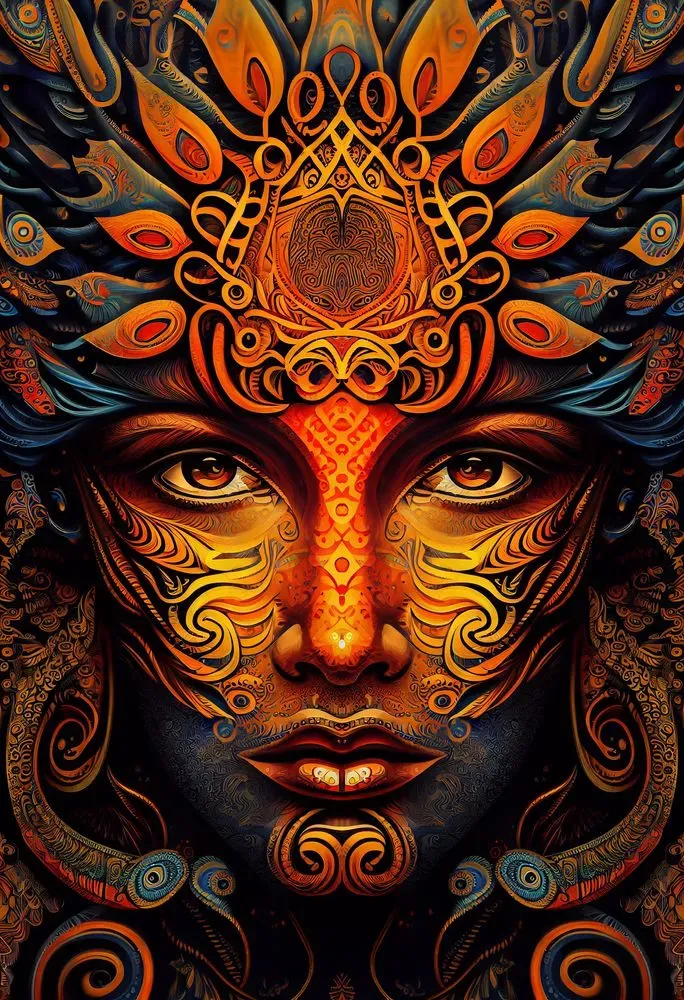 Psychedelic Shamanic Visionary Art Faces Midjourney Prompt | PromptBase