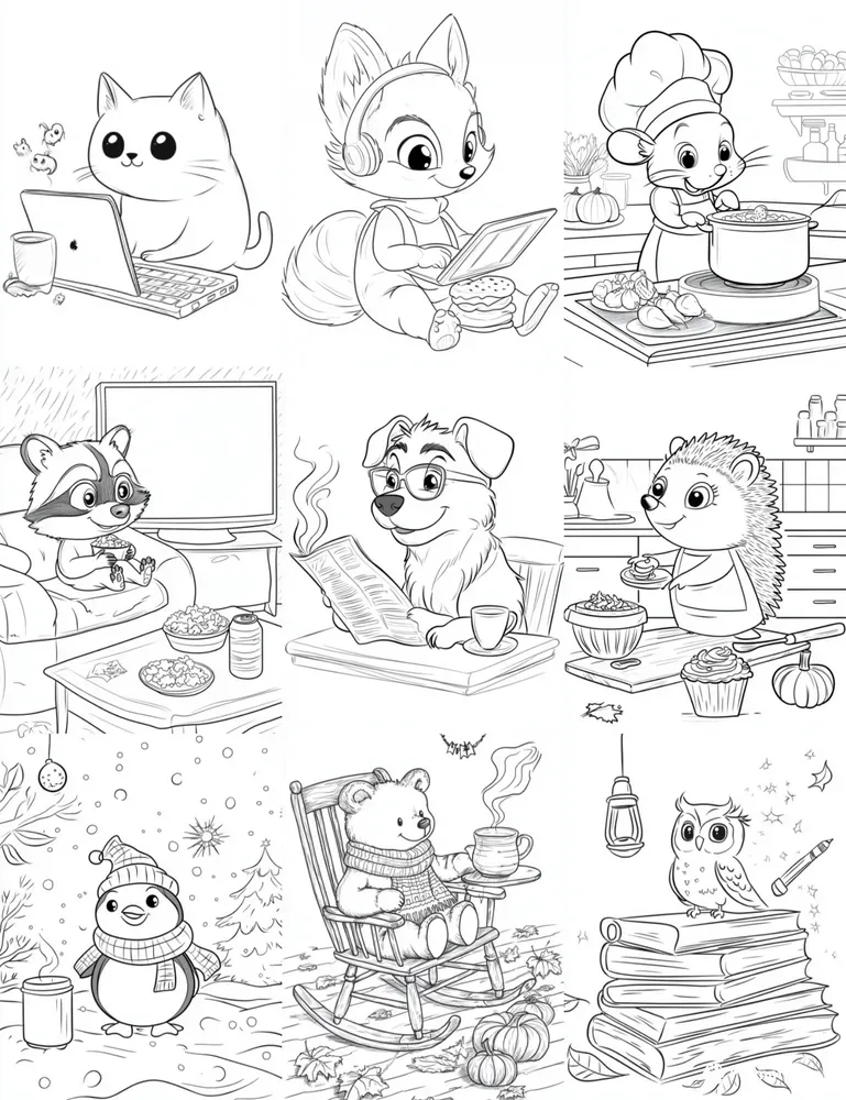 Simple Coloring Book Line Drawings Midjourney Prompt | PromptBase