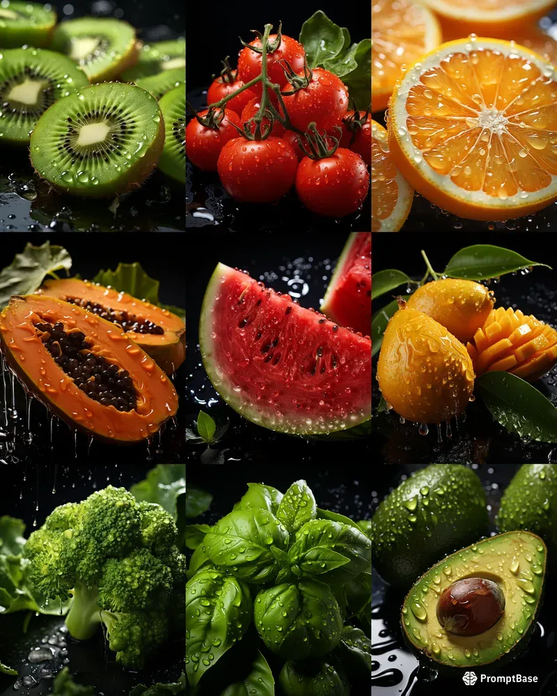 Realistic Vegetables And Fruits Midjourney Prompt | PromptBase