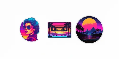Synthwave Stickers Midjourney Prompt | PromptBase