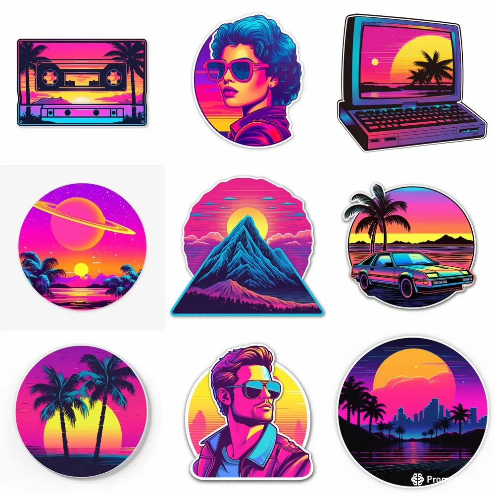 Synthwave Stickers Midjourney Prompt | PromptBase