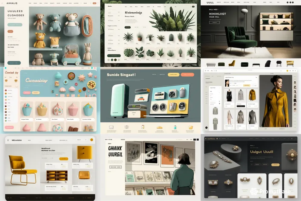 Online Stores Ui Mockups Midjourney Prompt | PromptBase