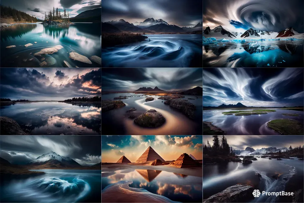 Long Exposure Landscape Photos Midjourney Prompt | PromptBase