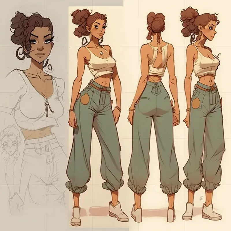 Full-body Fashion Character Sketches Midjourney Prompt | PromptBase