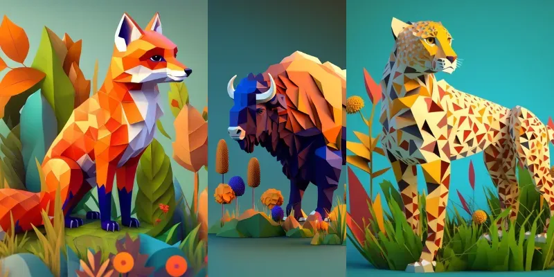 Polygon Animals Illustrations Midjourney Prompt | PromptBase