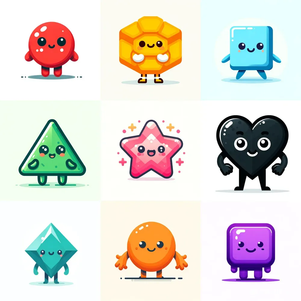Vibrant Vector Shape Characters DALL·E Prompt | PromptBase