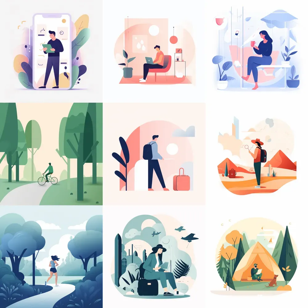 Flat Design Vector Illustrations Midjourney Prompt | PromptBase