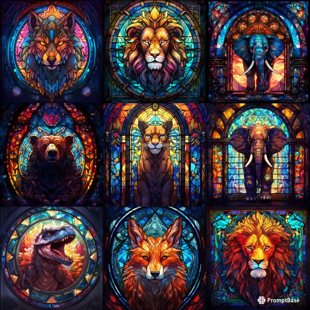 Stained Glass Creatures Midjourney Prompt | PromptBase