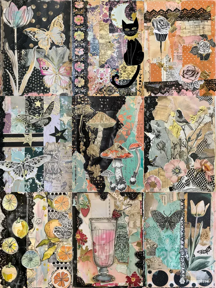 Collage Art Journals And Scrapbook Papers Midjourney Prompt | PromptBase