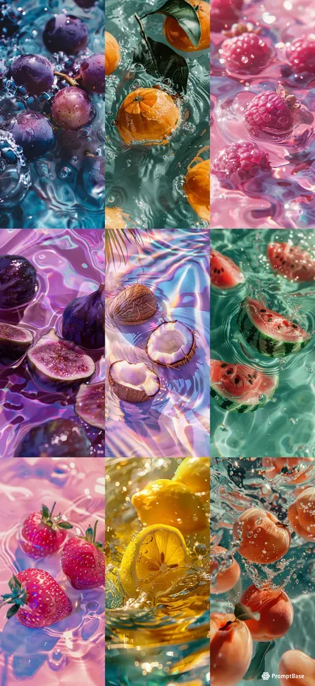 Fruit Sparkling Waves Midjourney Prompt | PromptBase