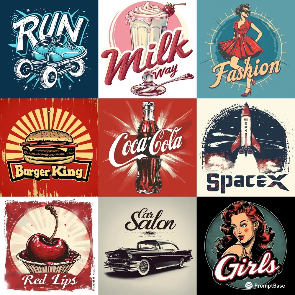 1950s Style Logos Midjourney Prompt | PromptBase