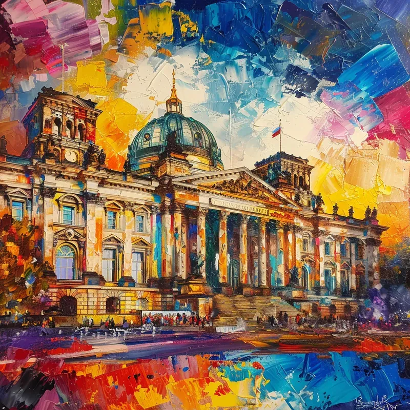 Vibrant Paintings Of Landmark Attractions Midjourney Prompt | PromptBase
