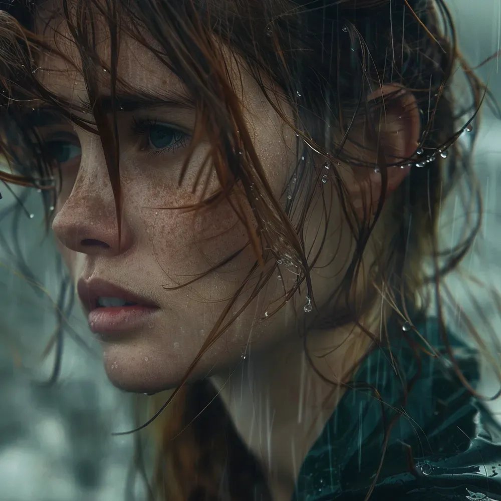 Realistic Rain Portrait Photographs Midjourney Prompt | PromptBase