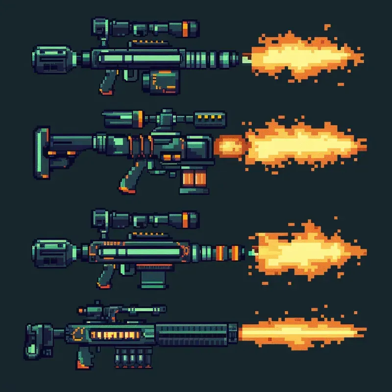 Simple Pixel Video Game Weapon Sets Midjourney Prompt | PromptBase