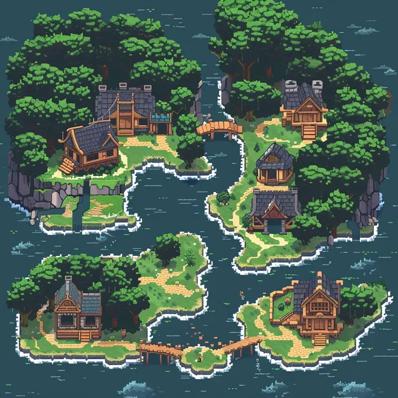 Simple Customizable Pixel Game Maps Midjourney Prompt | PromptBase