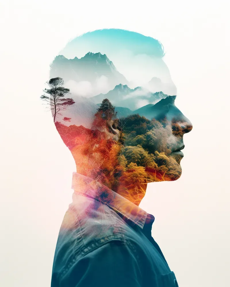 Double Exposure Photographs Midjourney Prompt | PromptBase