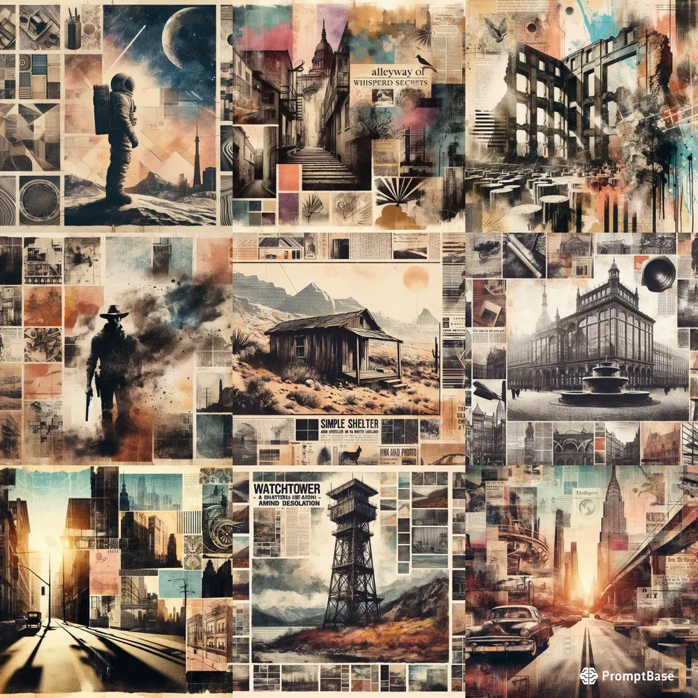 Postapocalyptic Collages DALL·E Prompt | PromptBase