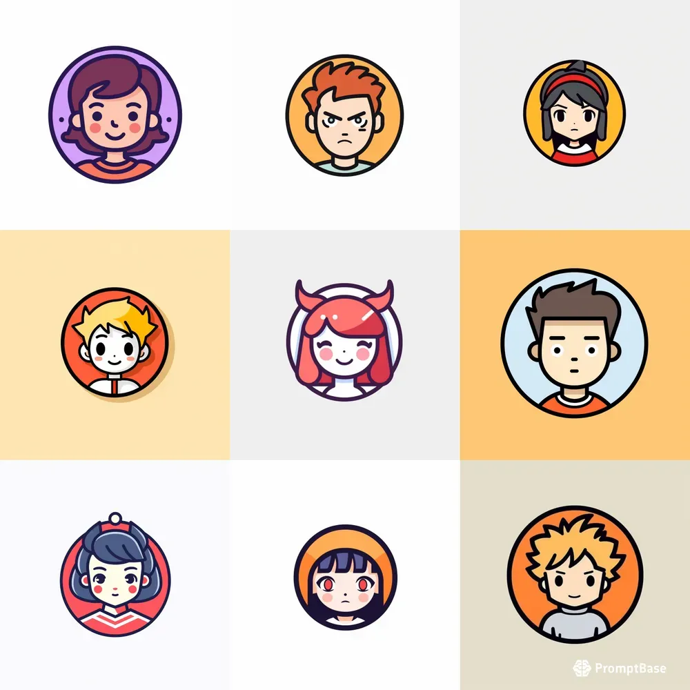 Mini Cute Lineal Avatars Midjourney Prompt | PromptBase