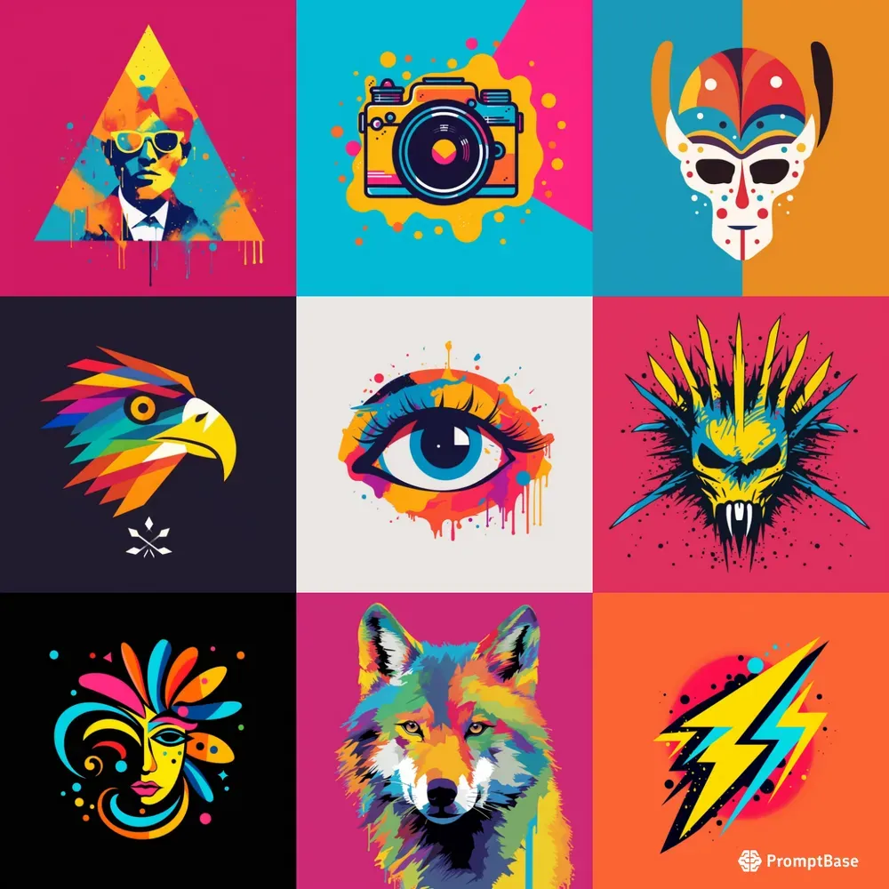 Vibrant Pop Art Portrait Logos Midjourney Prompt | PromptBase