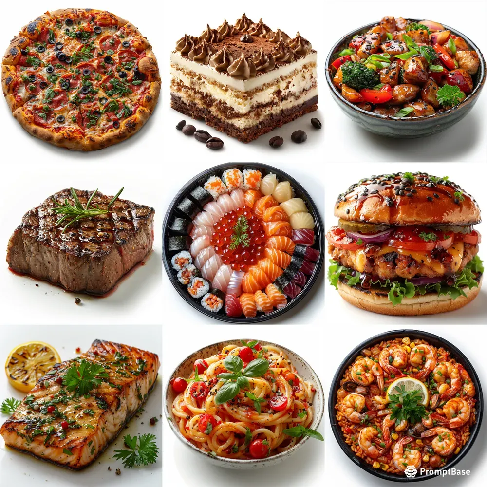 Isolated Hyper Realistic Foods Midjourney Prompt | PromptBase