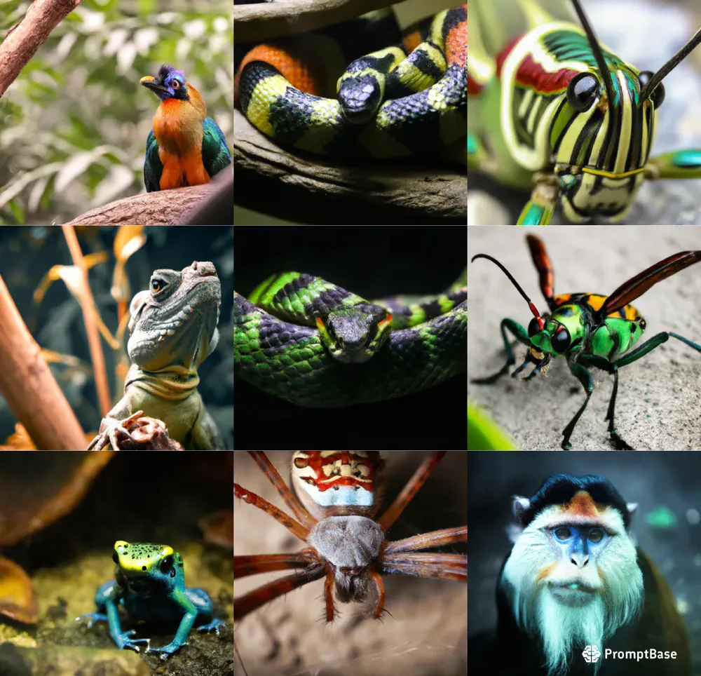 Lively Jungle Creatures DALL·E Prompt | PromptBase