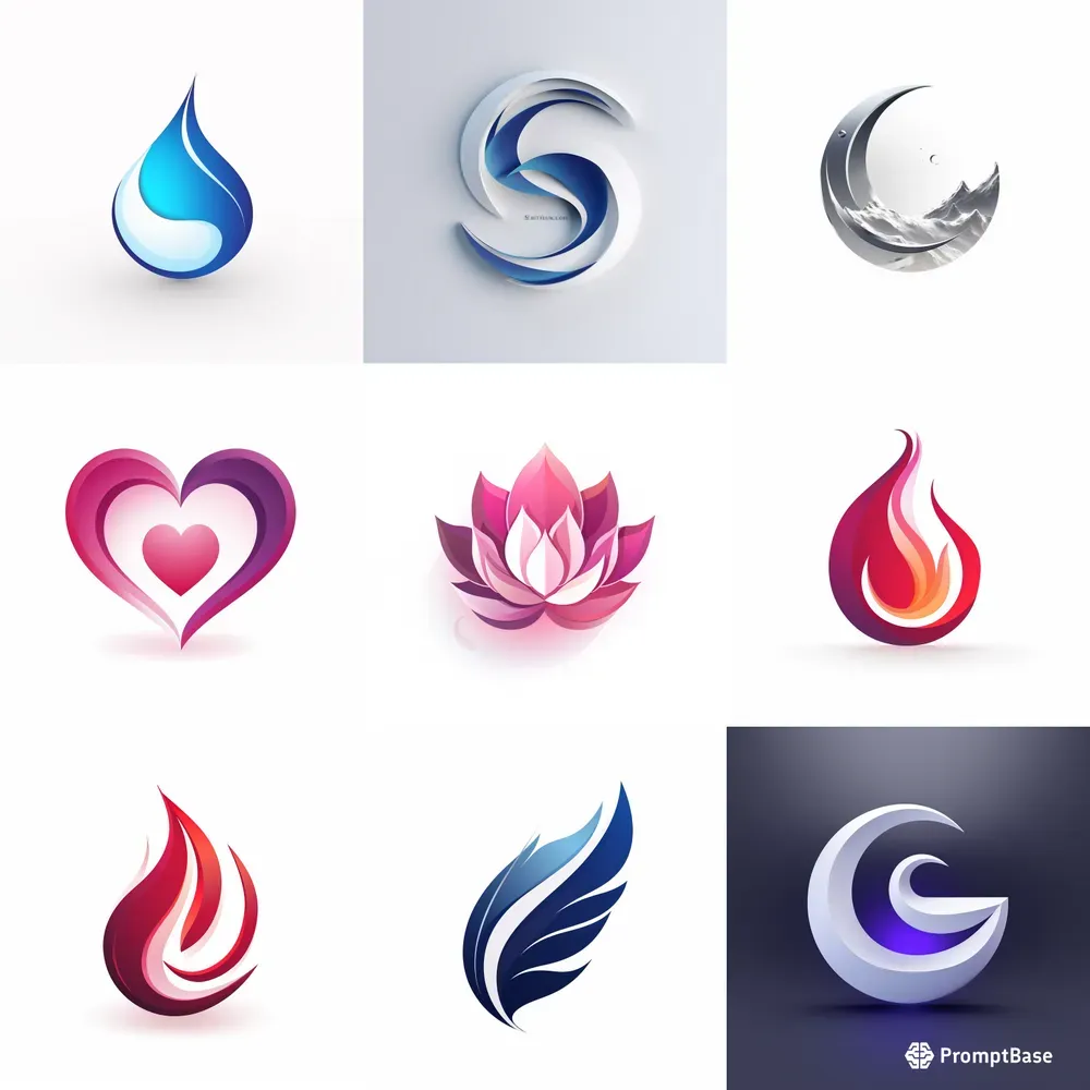 Elemental Shape Logos Elegant Midjourney Prompt | PromptBase