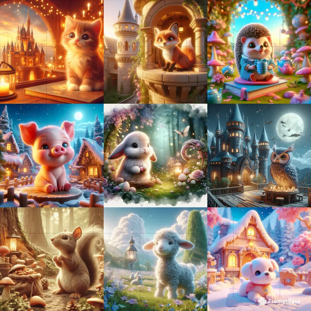 Adorable Animals In Fairy Tale Settings DALL·E Prompt | PromptBase
