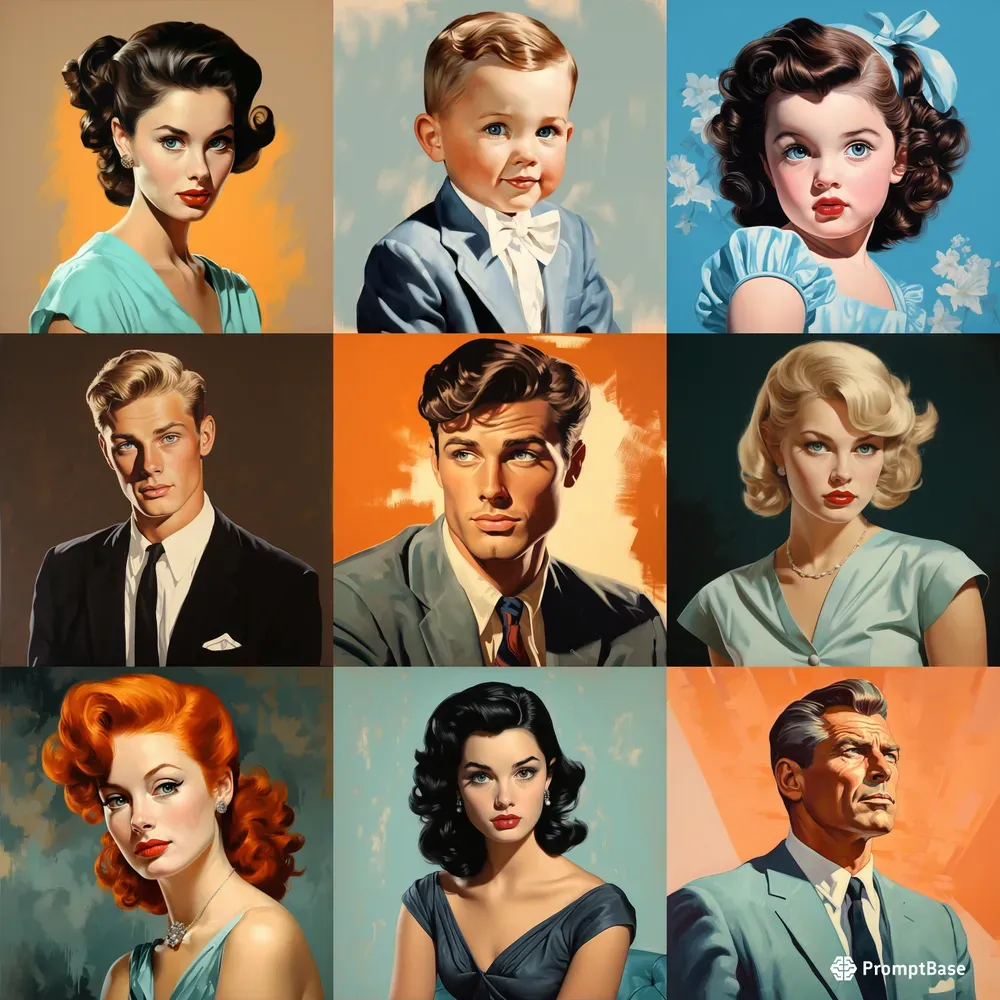 1950s Magazine Portrait Illustration Art Midjourney Prompt | PromptBase
