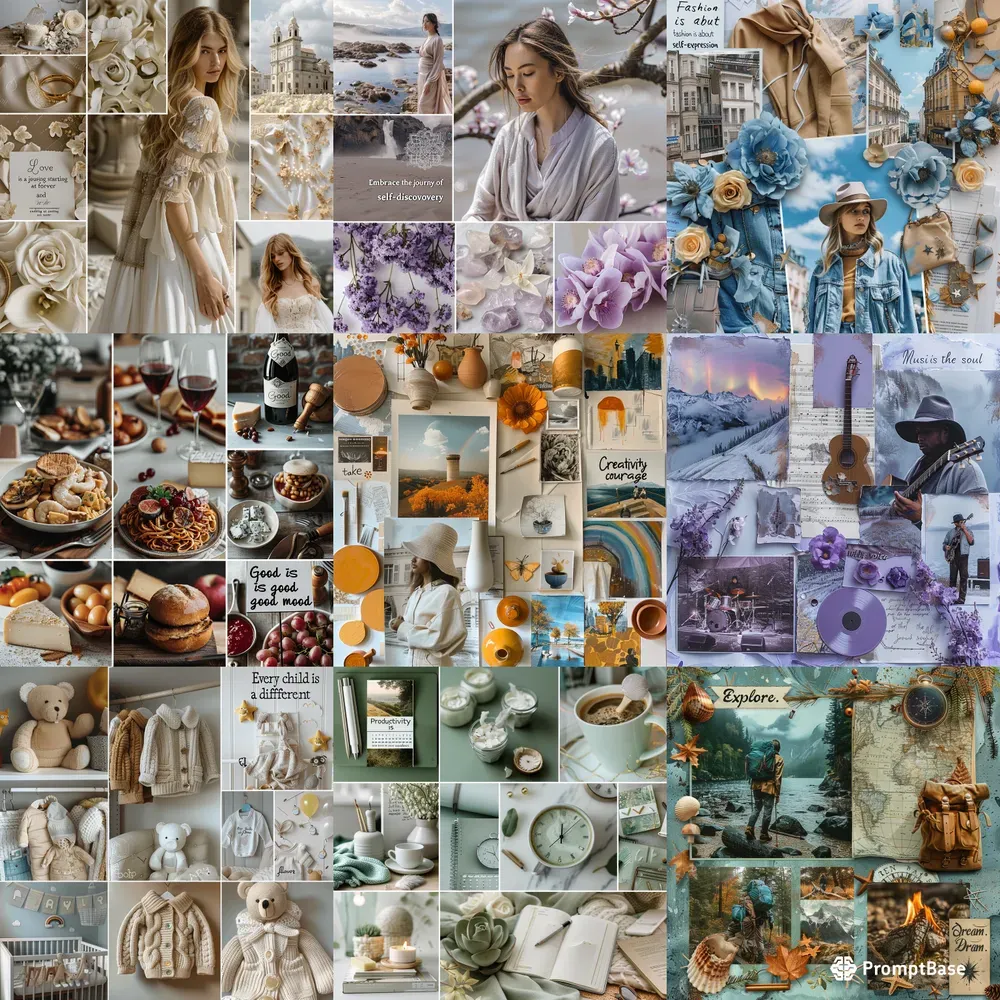 Aesthetic Moodboards For Any Type Templates Midjourney Prompt | PromptBase