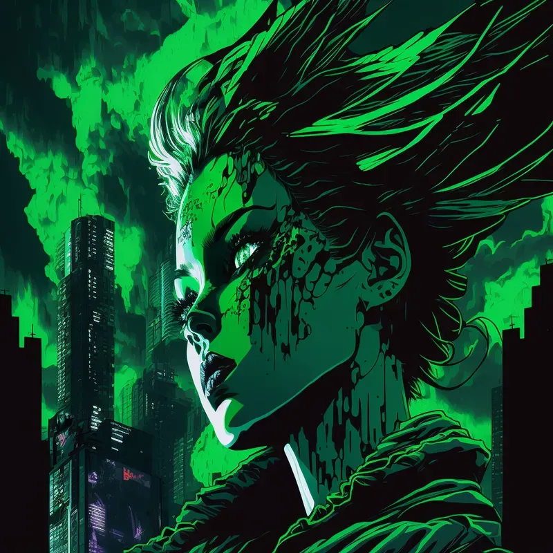 Vivid Green 80s Scapes Midjourney Prompt | PromptBase