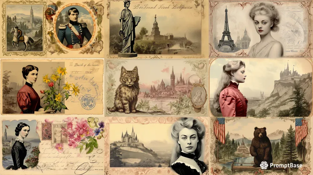 Historical Vintage 1800s Postcards Midjourney Prompt | PromptBase
