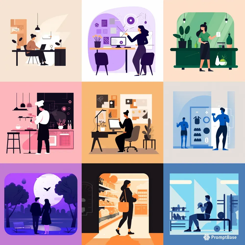 Flat Vector Corporate Style Art Designs Midjourney Prompt | PromptBase