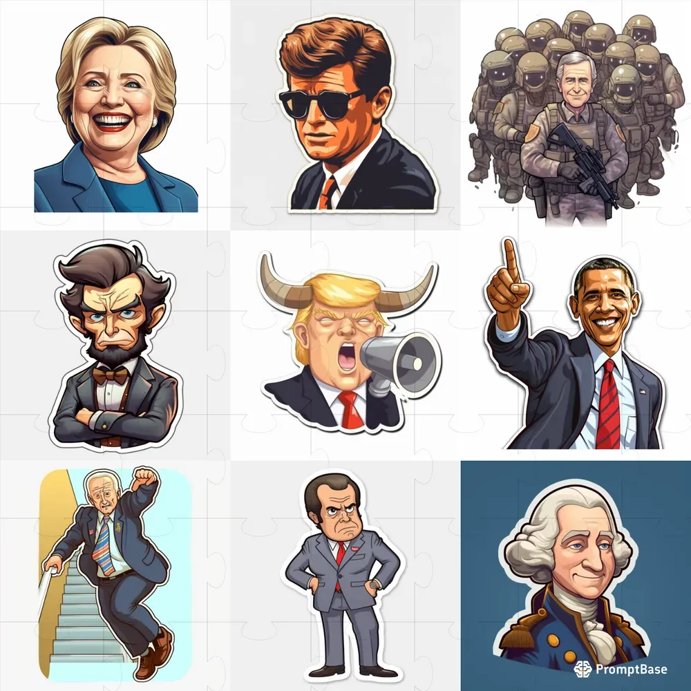 Interactive Politician Stickers Midjourney Prompt | PromptBase