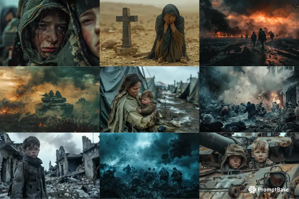 Dramatic War Journalism Photos Midjourney Prompt | PromptBase