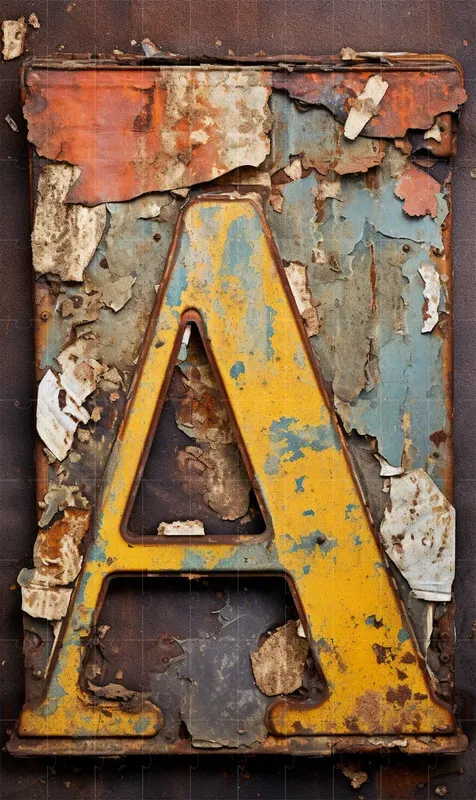 Old Rusty Metal English Alphabets Midjourney Prompt | PromptBase