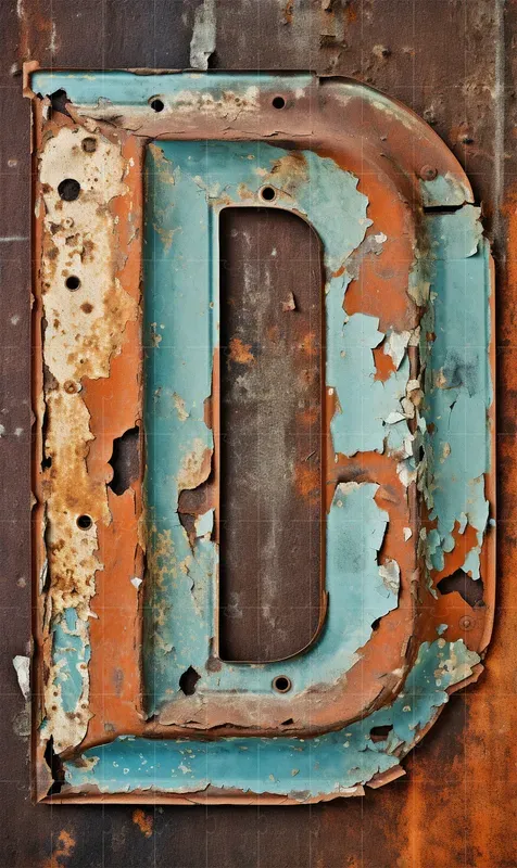 Old Rusty Metal English Alphabets Midjourney Prompt | PromptBase