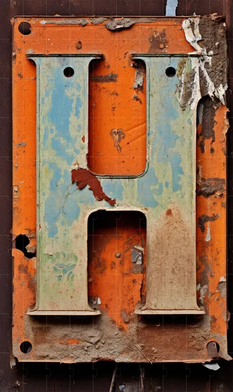 Old Rusty Metal English Alphabets Midjourney Prompt | PromptBase