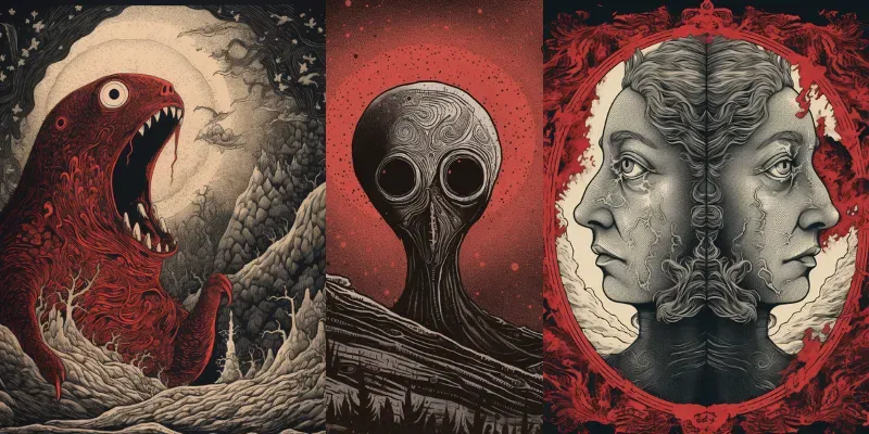 Creepy Gothic Horror Illustrations Midjourney Prompt | PromptBase